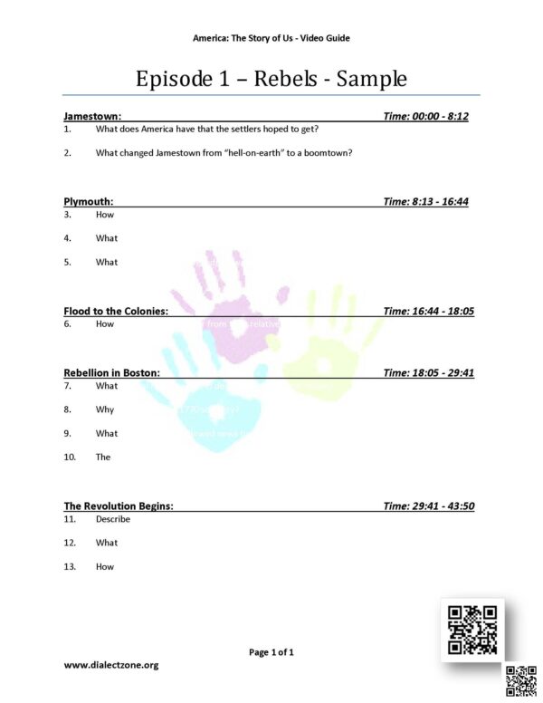 America The Story Of Us – Complete Worksheets – Dialect Zone International